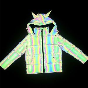 Jackets & Coats | Reflective Holographic Iridescent Hooded Horns ...